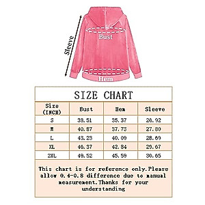 MAGCOMSEN Women's Velvet Hoodie with Side Pockets Velour Long Sleeve Outerwear Velour Fleece Jacket Fluorescent Pink L