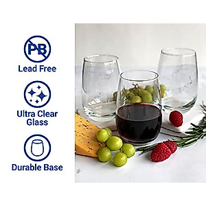 R and R Imports Grass Valley California Souvenir 15 Ounce Laser Engraved Stemless Wine Glass Compass Design 2-Pack