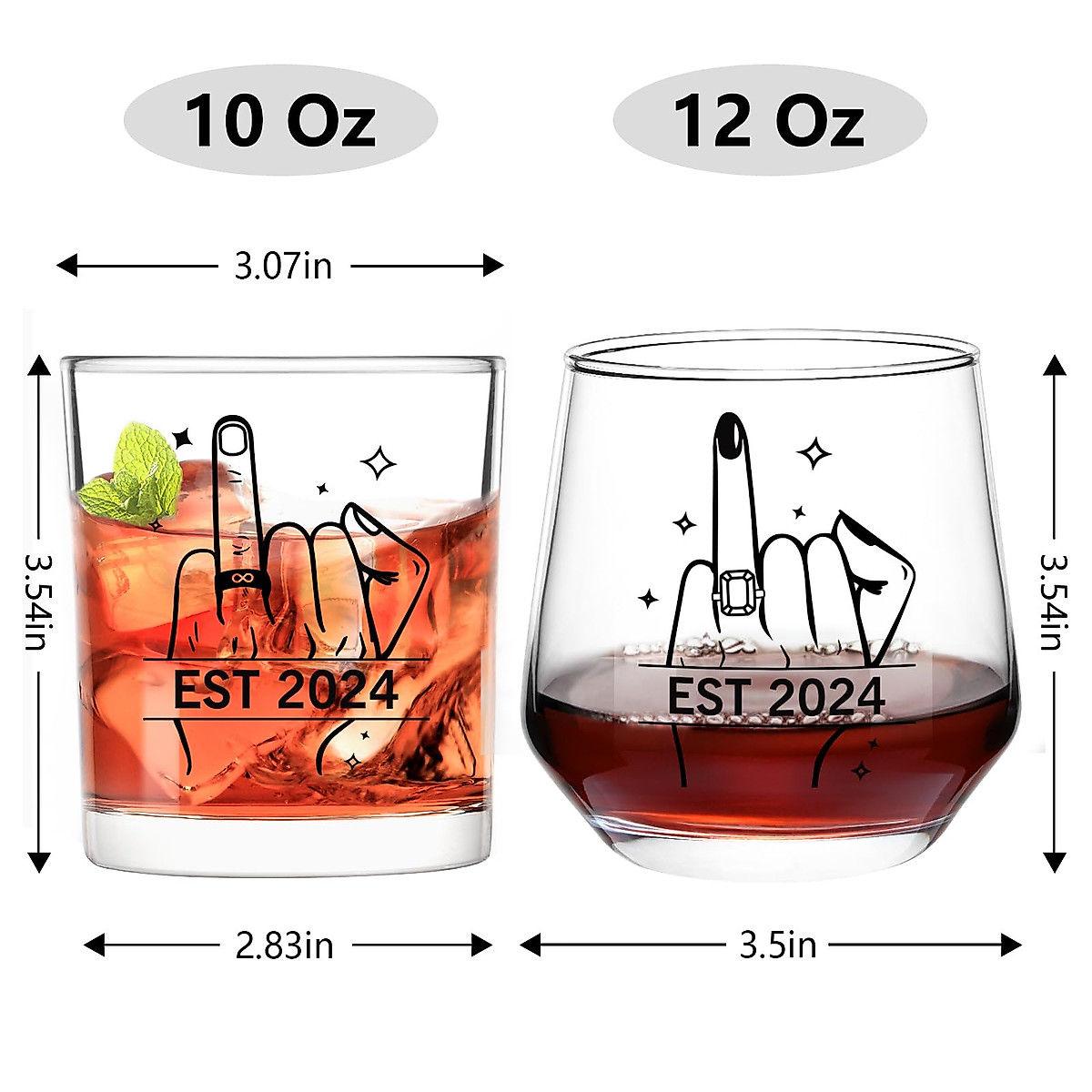Futtumy Ring Finger Est 2024 Wine Glasses and Whisky Glasses, Wedding Gifts for Couples, Bridal Shower Gifts, Bride and Groom Gifts, Engagement Gifts for Couples Mr. Mrs. His Hers Bride To Be