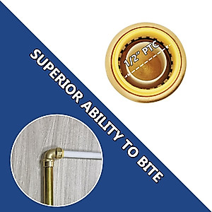 HQMPC 1/2" Pex Fittings No Lead Female PushFit Elbow 90-Degree -PEX Fitting 1/2" 90 Degree Elbow Push-to-Connect Plumbing Fitting for Copper, PEX, CPVC (6pcs1/2") …