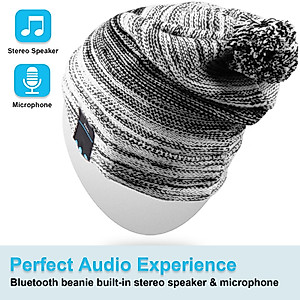 Mydeal Bluetooth Beanie Hat Music Cap with Wireless Stereo Over Ear Headphone Headset Earphone Speaker Microphone Hands Free Compatible with iPhone Samsung Android, Gift for Men- Black