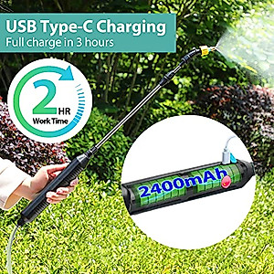 SideKing Battery Powered Sprayer Wand, 23.6" Telescopic Wand with 10FT Hose for Gardening (3 Nozzles)