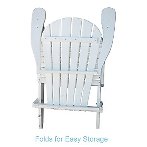 Phat Tommy Foldable Adirondack Chair - Poly Adirondack Chair Folding - HDPE, Heavy Duty, Recycled Plastic - All Weather Outdoor Furniture for Your Deck, Front Porch, or Patio, White