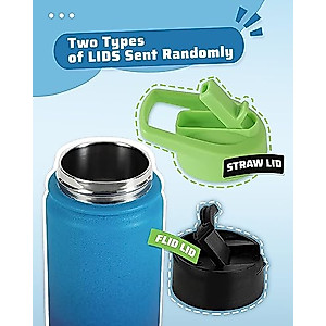 HUMIGO Water Bottle with Straw, 12oz Insulated Water Bottle, Water Bottle for Kids with Double Walled Vacuum Insulated, Stainless Steel Water Bottles, BPA Free 1033-350 (Gradation Blue)