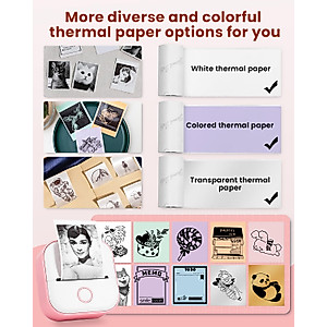 LabelCreate Portable Pocket Thermal Printer,T02 Mini Sticker Maker Printer,Portable Wireless Bluetooth Photo Printer for DIY Journal, Notes,Memo, Pink