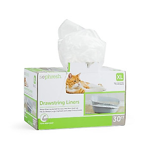 So Phresh Drawstring Liners for Highback Boxes for Cats, 43" L X 21.25" W, Count of 30