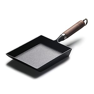 LI-GELISI Tamagoyaki Japanese Omelette Pan/Egg Pan,Rectangle Frying Pan Mini Frying Pan Iron Omelette Pan Tamagoyaki-ki Wooden Handle 9×7 inch