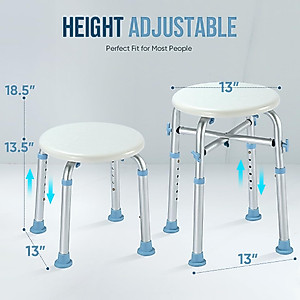 OasisSpace Shower Stool Adjustable Shower Chair for Inside Shower, Shower Seat for Adults with Anti-Slip Rubber Tips, Bath Chair for Elderly and Disabled, 500 Pound Weight Cap, Easy Assembly