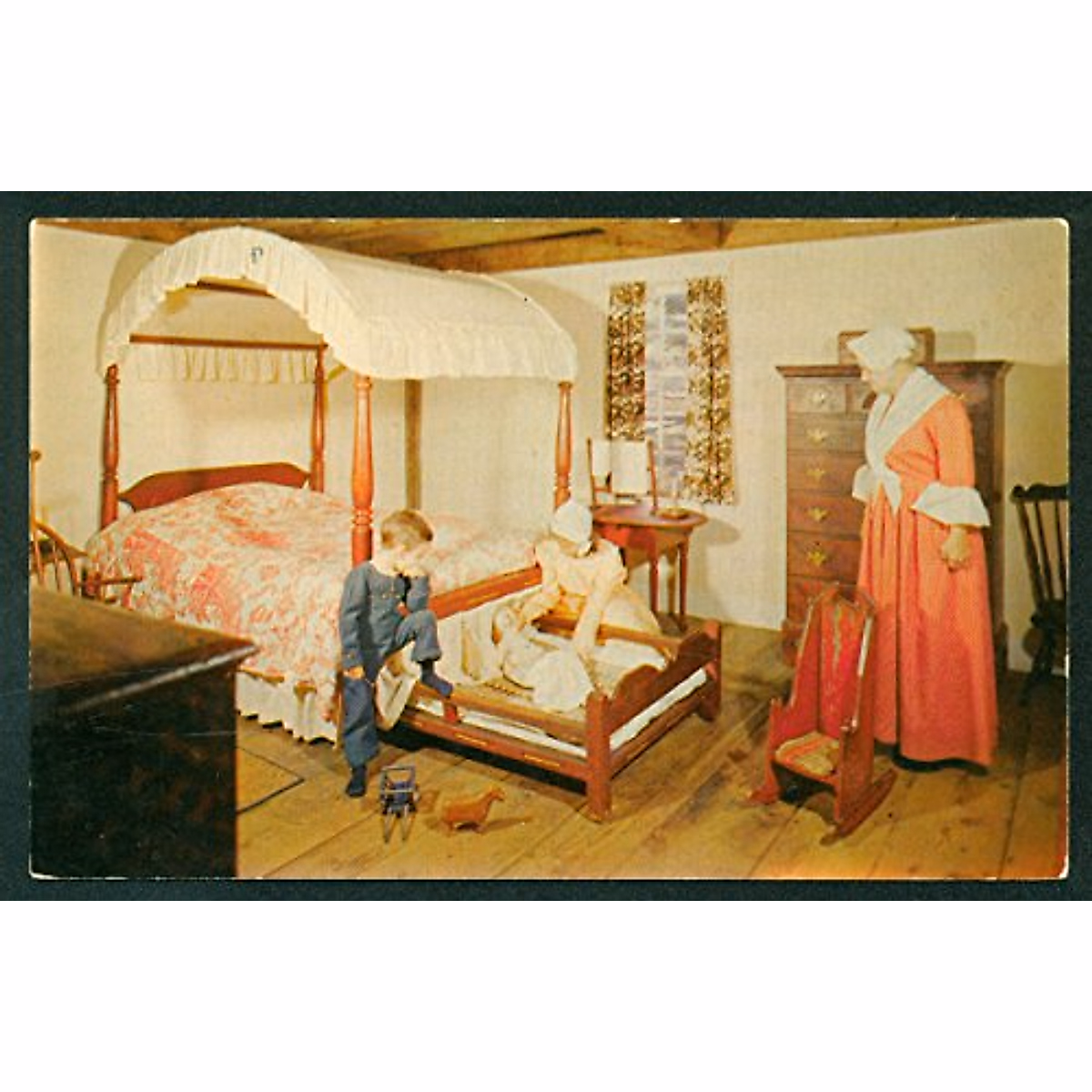 Richardson Bedroom Salt Box House Old Sturbridge Village Massachusetts MA Vintage Postcard