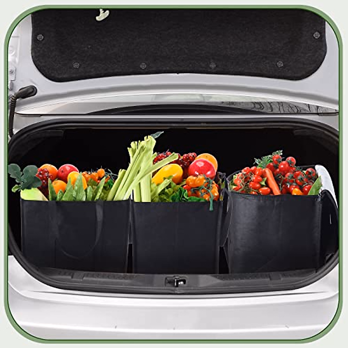 7 Pack Reusable Grocery Bags Foldable Shopping Bag and Zippered Insulated Food Delivery Bag Insulated Cooler Bag with Handles Set for Shopping Accessories, Black