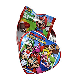Super Mario Chocolate Heart Filled Tin, Nostalgia Collectible Gifts for Gamers, 3.6 oz