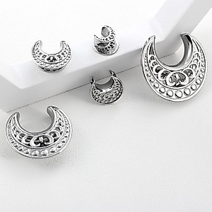 Casvort 2 PCS 10mm (00g) Hypoallergenic 316 Stainless Steel Silver Aesthetic Opening Saddle Tunnels Hangers Ear Gauges Plugs Stretcher Earring Piercing Body Jewelry