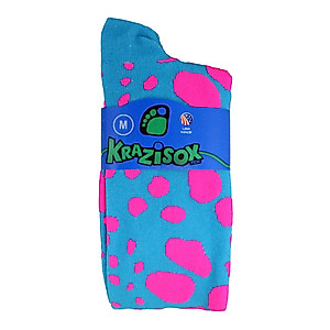 TCK Krazisox - Leopard Over the Calf Socks (Turquoise/Hot Pink, Small)