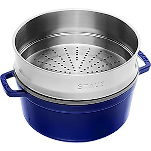 Staub Cocotte with Steamer Round 26cm Dark Blue