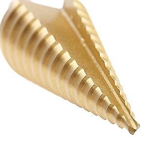 MUXSAM 3Pcs Step Drill Bit Set, HSS Titanium Drill bit, 3-Flat Shank Cone Drill Bits, 2-Flute Design Step Drill , Multi Size Stepped Up Unibit for Plastic, Wood, Sheet Metal Hole Drilling, DIY Lovers(4-12mm/4-20mm/4-32mm)