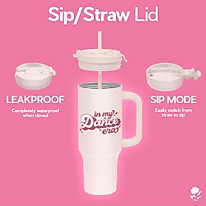 VIOLET & GALE Dance Team Gifts, Dancer Gift For Girls - Retro Design - 40oz Insulated Tumbler with Handle - In My Era Cup Water Bottle for Latin Ballroom Salsa Teacher