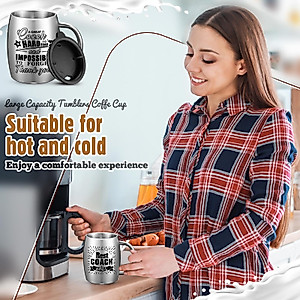 Vesici 4 Pcs Coach Appreciation Gifts 16 oz Insulated Travel Coach Mug Stainless Steel Coffee Tumbler Double Wall Cup for Men Women Soccer Football Basketball Thank You Gifts(Silver)