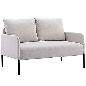 DM Furniture 47.5-Inch Small Loveseat Upholstered 2 Seater Love Seats Linen Sofa Couch for Bedroom Living Room, 500 Pounds Weight Capacity, Beige