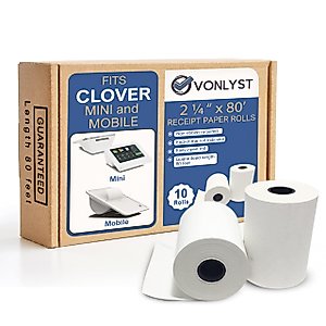 Vonlyst Receipt Paper for Clover Mini and Clover Mobile Thermal Printer 2 1/4 x 80 (10 rolls)