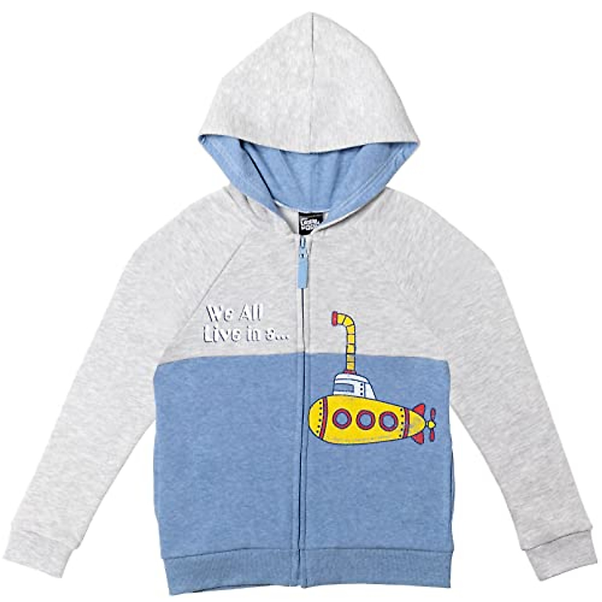 Lyrics by Lennon and McCartney Toddler Boys Fleece Zip-Up Hoodie Blue/Gray 3T