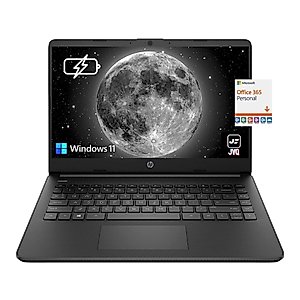 hp Stream Laptop, 14" HD Display, Intel Celeron N4120 Processor, 8GB Memory, 128GB Storage (64GB eMMC + 64GB USB), 1-Year Office 365 Webcam, HDMI, Wi-Fi, USB-C, Windows 11 Home, Jet Black