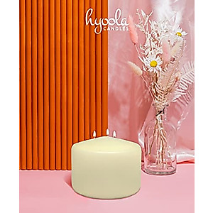 HYOOLA Ivory Three Wick Large Candle - 6 x 4.75 Inch - Unscented Big Pillar Candles - 104 Hour - European Made