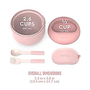 Bentgo Bowl - Insulated Leak-Resistant Bowl with Snack Compartment, Collapsible Utensils and Improved Easy-Grip Design for On-the-Go - Holds Soup, Rice, Cereal & More - BPA-Free, 21.2 oz (Blush)
