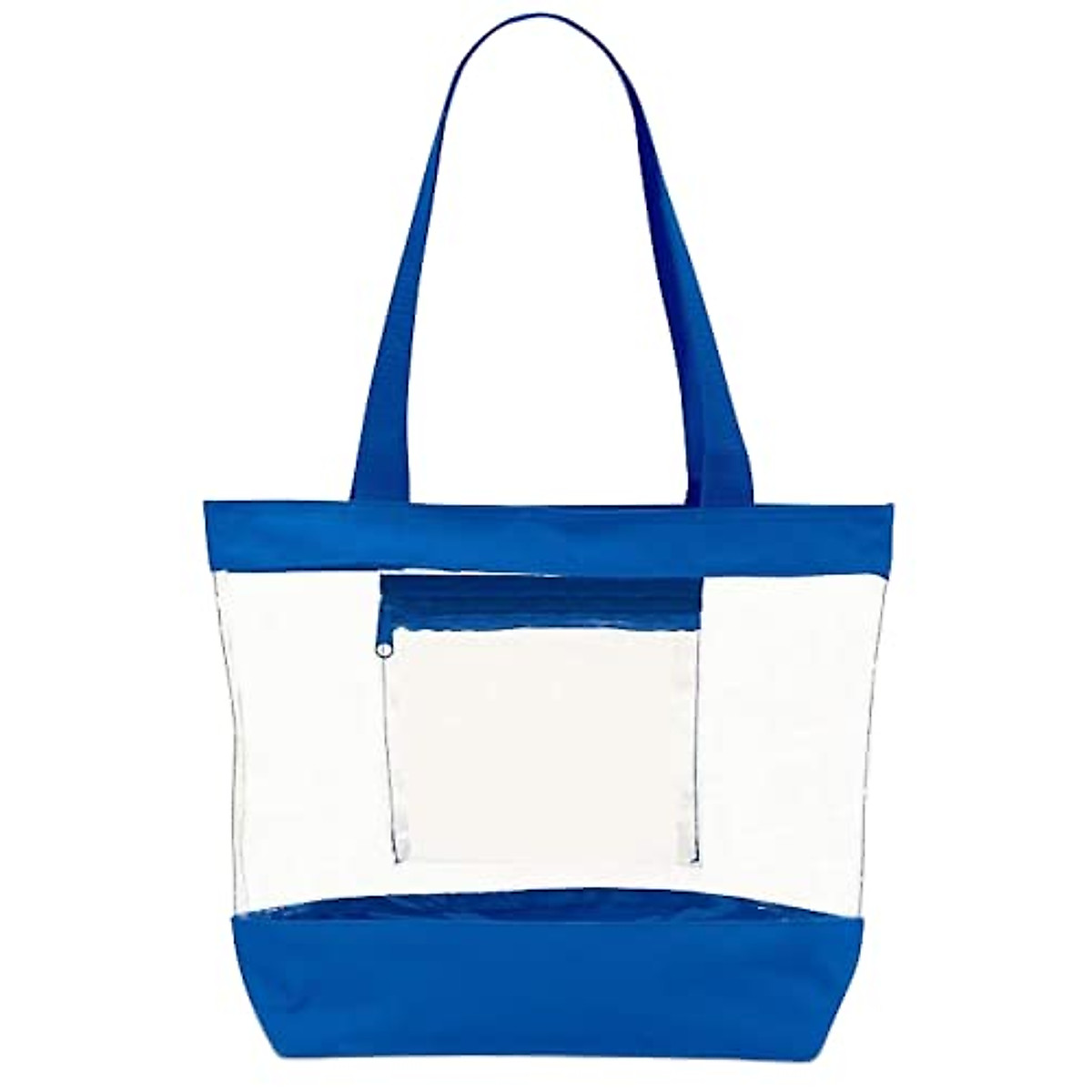 Clear Tote Bag With Zipper and Interior Pocket Clear Purse Medium Size (Blue)
