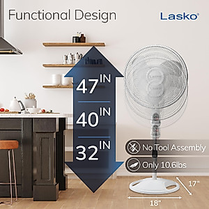 Lasko Lasko-16 Remote Control Stand, 3-Speed (1646) Household Fans, 1-Pack, White