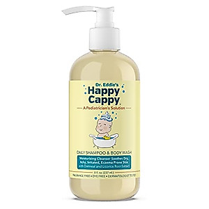 Happy Cappy Dr. Eddie's Daily Shampoo & Body Wash for Children, Soothes Dry, Itchy, Sensitive, Eczema Prone Skin, Dermatologist Tested, No Fragrance, No Dye, 8 oz