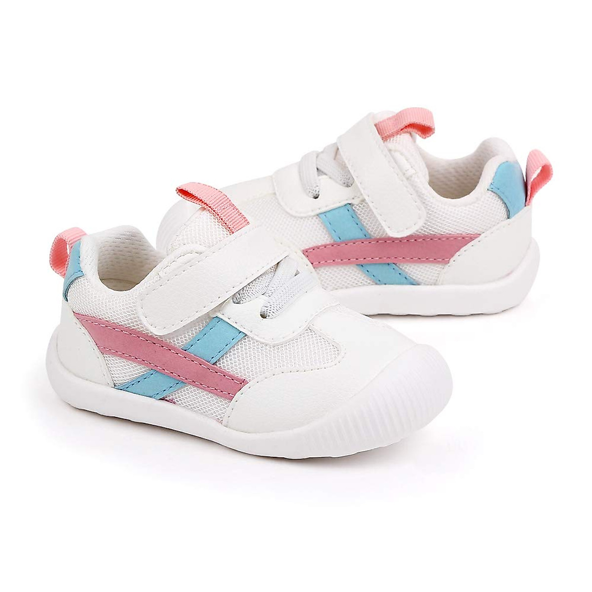 MK MATT KEELY Baby Boys Girls Walking Infant Shoes Cute Cartoon Sneakers Non-Slip First Walkers Sneakers Toddler Shoes,Blue Pink 2-2.5 Years