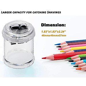 WEKOIL Manual Pencil Sharpener Double Holes Duty Metal Sharp Blade Jumbo Crayon XL Sharpener with Large Round Catches Sharpening Regular Pencils HB Graphite Colored Pencils for Teachers Artists