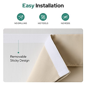 HOMEIDEAS Beige Privacy Blackout French Door Curtains, 26 X 68 Inch Room Darkening Blinds for Glass Door, Thermal Insulated Tie Up Shades Window Curtains for Bedroom, 1 Panel