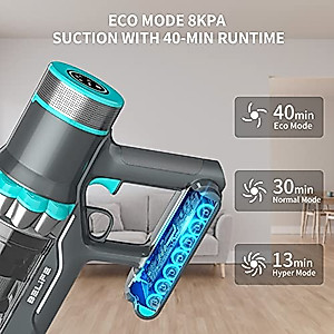 Belife BVC11 Cordless Vacuum Cleaner, Stick Vacuum Cleaners for Home Carpet Hardwood Floor, Wireless Household Vaccum for Pet Hair with Touch Display, 22Kpa Powerful Suction, Up to 40mins Runtime