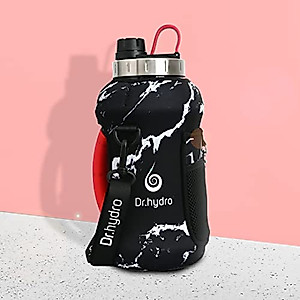 DR.HYDRO Half Gallon Water Bottle with Sleeve Includes Straw & Chug Lid - BPA Free Sports Water Jug | Leakproof Large Water Bottle with Silicone Handle (74 Ounce)