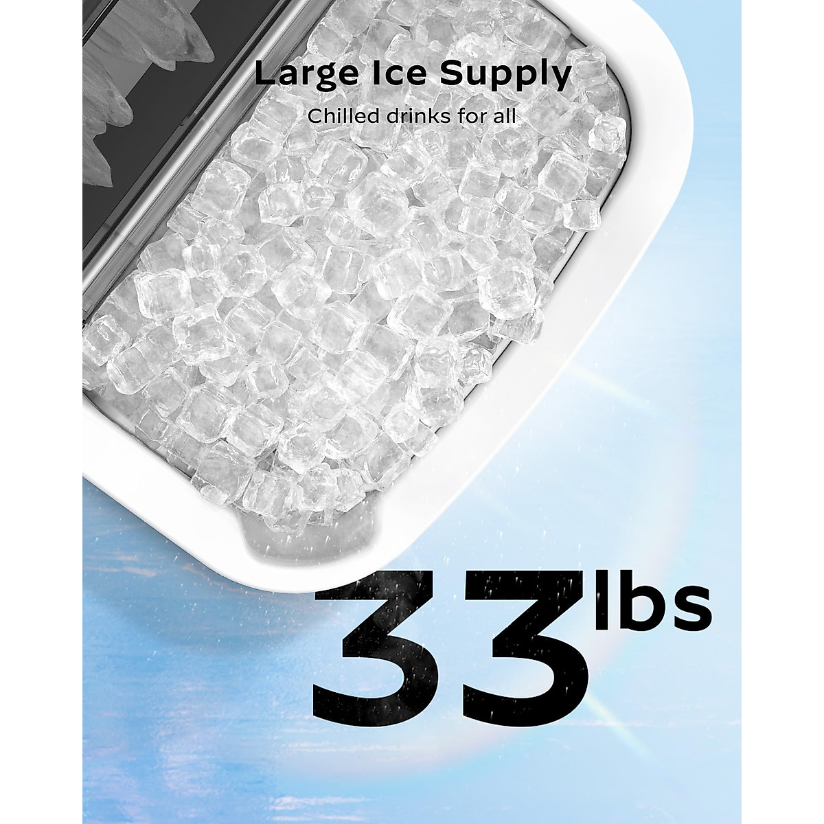 Nugget Countertop Ice Maker - Silonn Chewable Pellet Ice Machine with Self-Cleaning Function, 33lbs/24H, Sonic Ice Makers for Home Kitchen Office, Stainless Steel