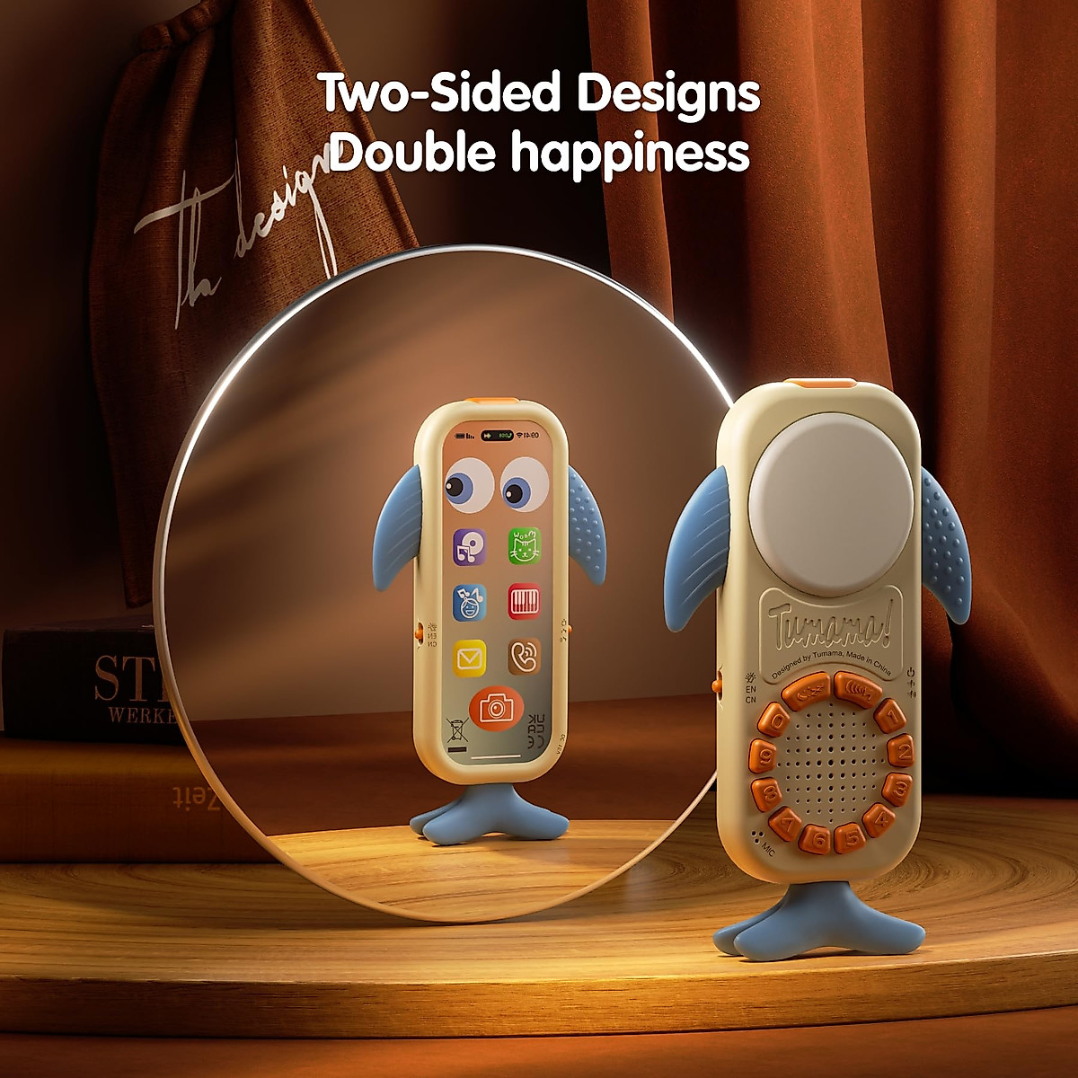 TUMAMA Baby Phone Toys, Kids Phone with Music, Lights, Chewy Teether and Rechargeable Batteries with Recording and Playback Functions, Best Pretend Phone Gift for Toddlers 1-3