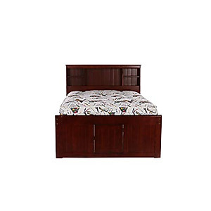 Discovery World Furniture Bookcase Captains Bed with 6 Drawers, Full, Merlot