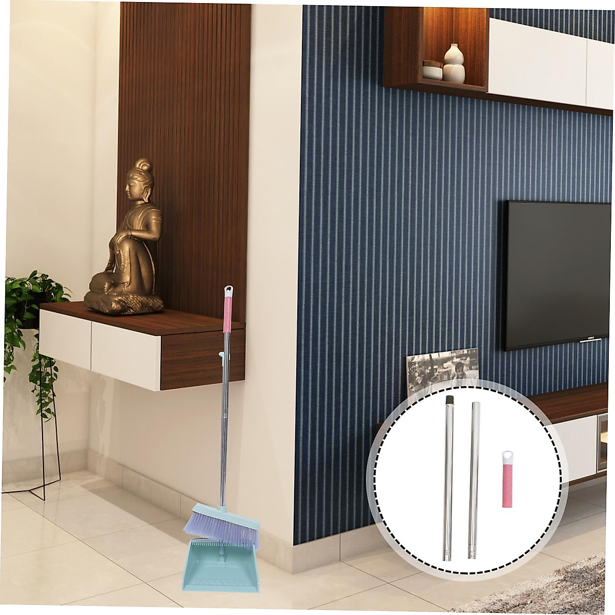 ORFOFE Broom Handle Stainless Steel Replacement Stick for Floor Cleaning Broom Stick for Household and Commercial Use