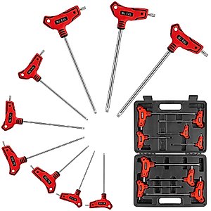 TOMMARS 9PC T Handle Torx Wrench Set, S2 Steel, T10 - T50 Tamper Proof Star Key Set