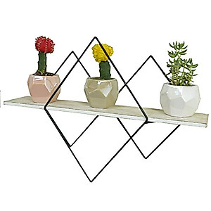 Admired By Nature Geometric Floating Wall Mounted, Wood Storage Shelf Handmade ABN5E126-NTRL