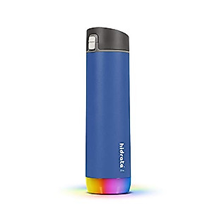 Hidrate Spark PRO Smart Water Bottle - Tracks Water Intake & Glows to Remind You to Stay Hydrated - Chug Lid, Steel, 21 oz, Deep Blue
