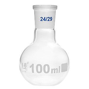 EISCO Florence Boiling Flask, 100ml - 24/29 Joint, Interchangeable - Borosilicate Glass - Flat Bottom, Short Neck