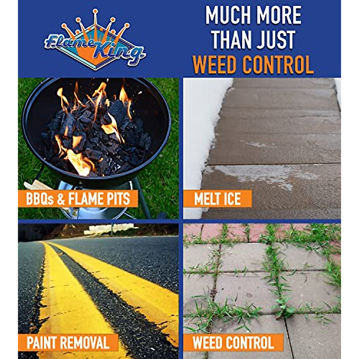 Flame King Propane Torch Kit Heavy Duty Weed Burner, 340,000 BTU with Electric Lighter (Self Igniting), with 6 ft Hose Regulator Assembly