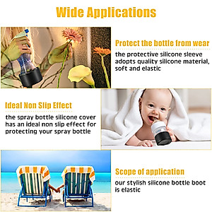 6 Pieces Protective Silicone Sleeve Bottom Washable Rubber Bottom Base Accessories Non Slip Cosmetic Spray Bottom Cover for 16 oz Spray Bottles, 12 to 24 oz Water Bottles, Black