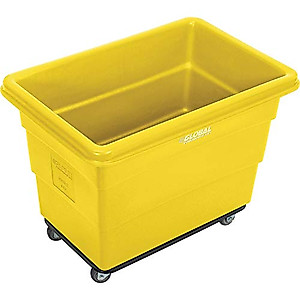 Global Industrial 8 Bushel Plastic Bulk Box Truck, Steel Chassis Base, Yellow, 33-3/10"L x 24-3/5"W x 27-2/5"H