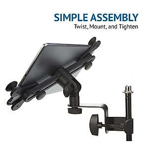 LyxPro TSM1 Microphone Music Stand Mount Holder for Tablet iPhone Ipad Smartphone and Android Adjustable 360 Degree Swivel Tilt Support Arms 3 to 11.5 Inch with Extra Detachable Clip