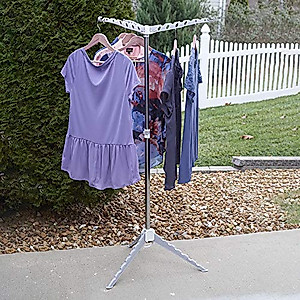 Household Essentials Grey 5006-1 Simple Indoor Tripod Clothes Drying Rack with Carrying Handle for Laundry, Small