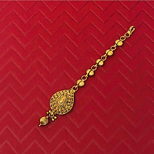 Indian Forehead Traditional Gold Plated Handmade Maang Tika Party Dance Hair Headpiece For Women Girls - Duel On Jewel