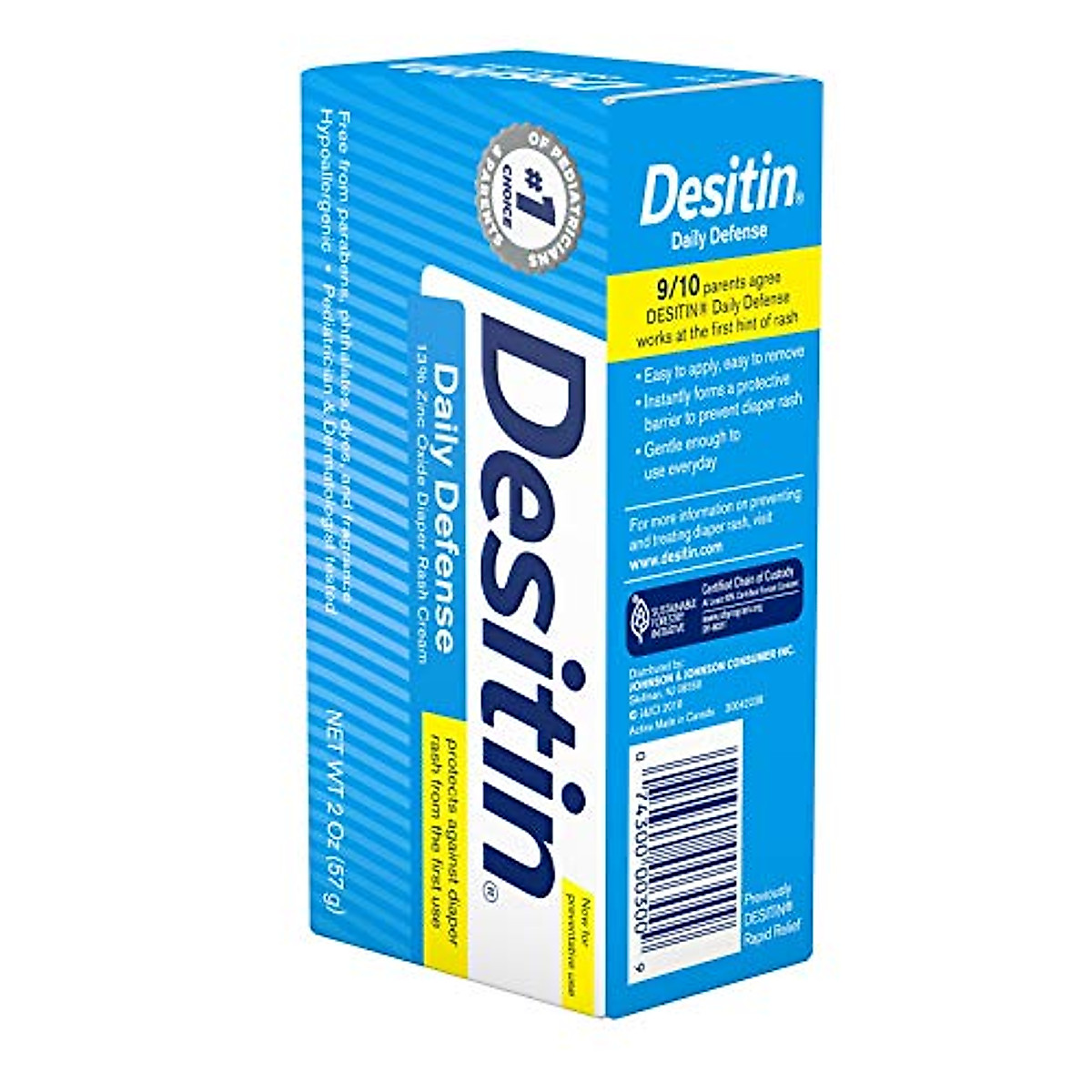 Desitin Daily Defense Baby Diaper Rash Cream with Zinc Oxide to Treat, Relieve & Prevent diaper rash, Hypoallergenic, Dye-, Phthalate- & Paraben-Free, Travel Size, 2 oz (Pack of 6)